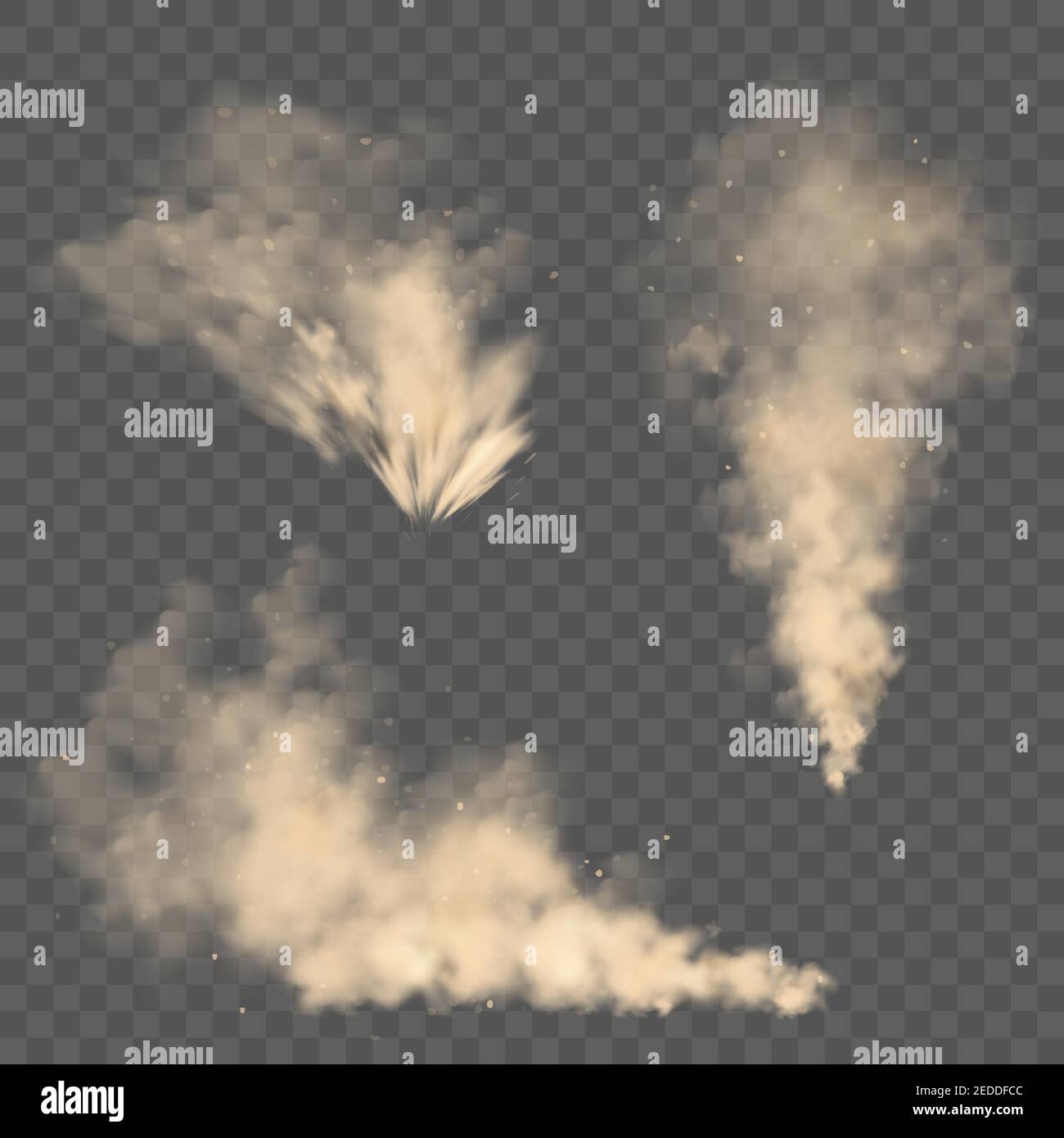 Realistic dust clouds. Road sand storm. Polluted dirty brown air with ...