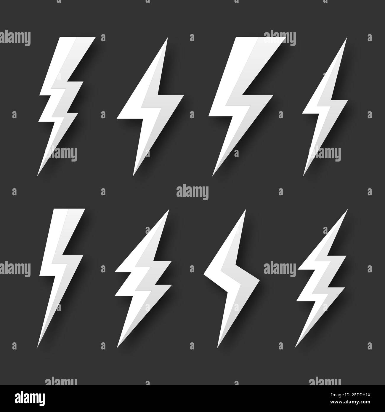 Lightning bolt icons collection. Flash symbol, thunderbolt. Simple lightning strike sign. Vector ...