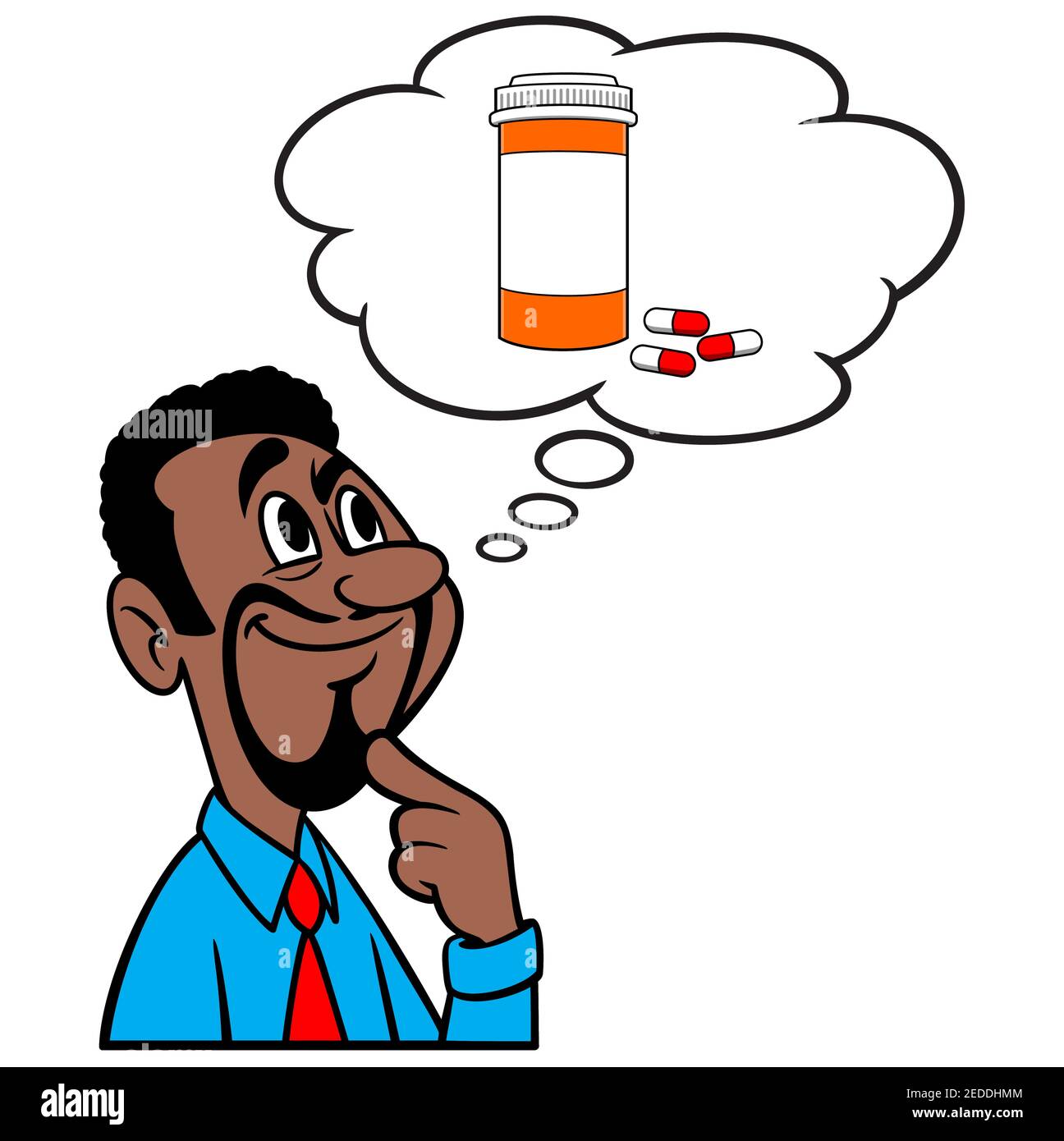 Man thinking about Prescription Drugs - A cartoon illustration of a man ...