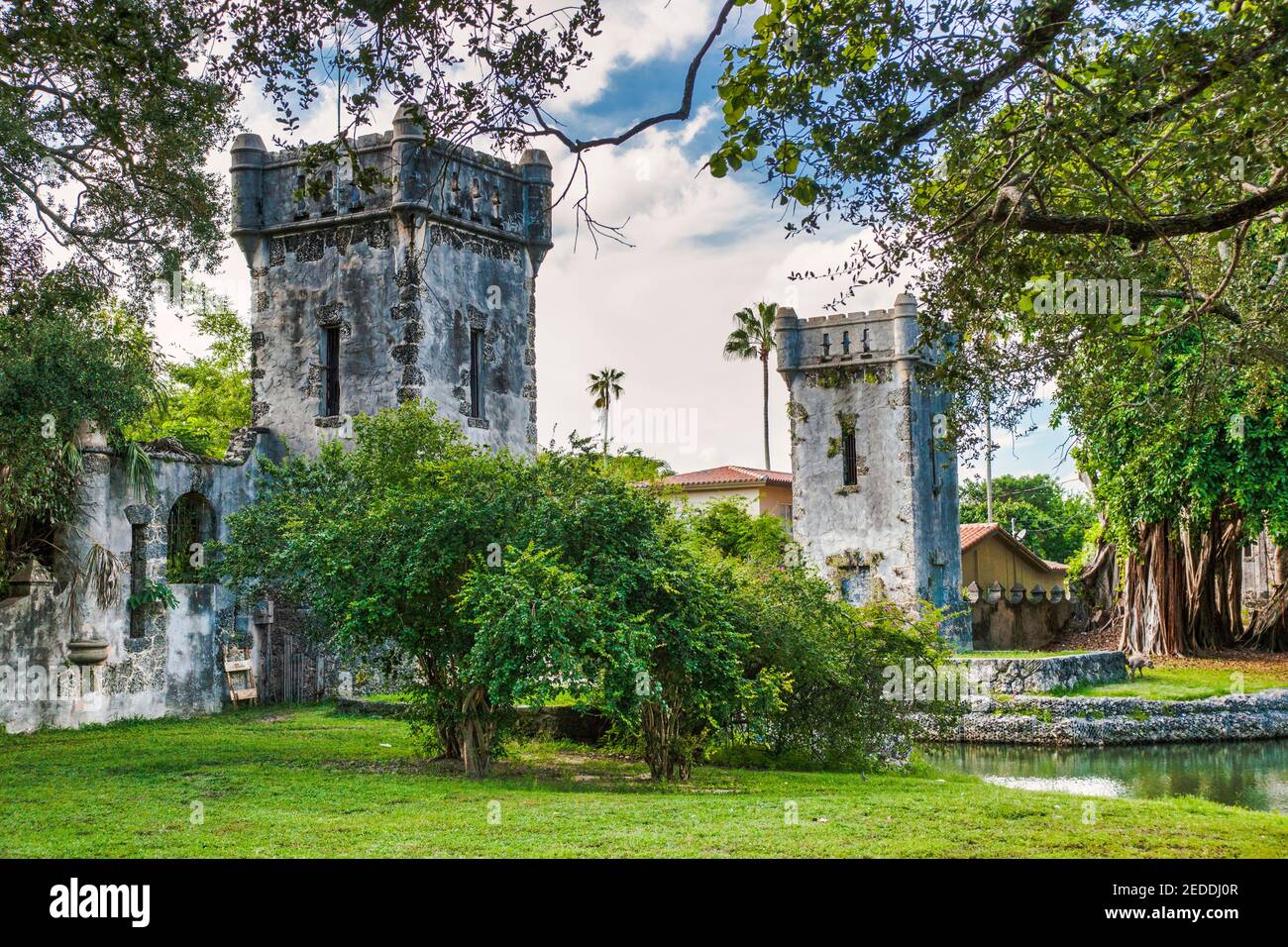 Decorative towers built by George Merrick on the Coral Gables Waterway ...
