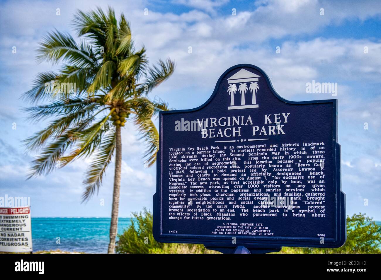 The historical marker for the formerly segregated Virginia Key Beach ...