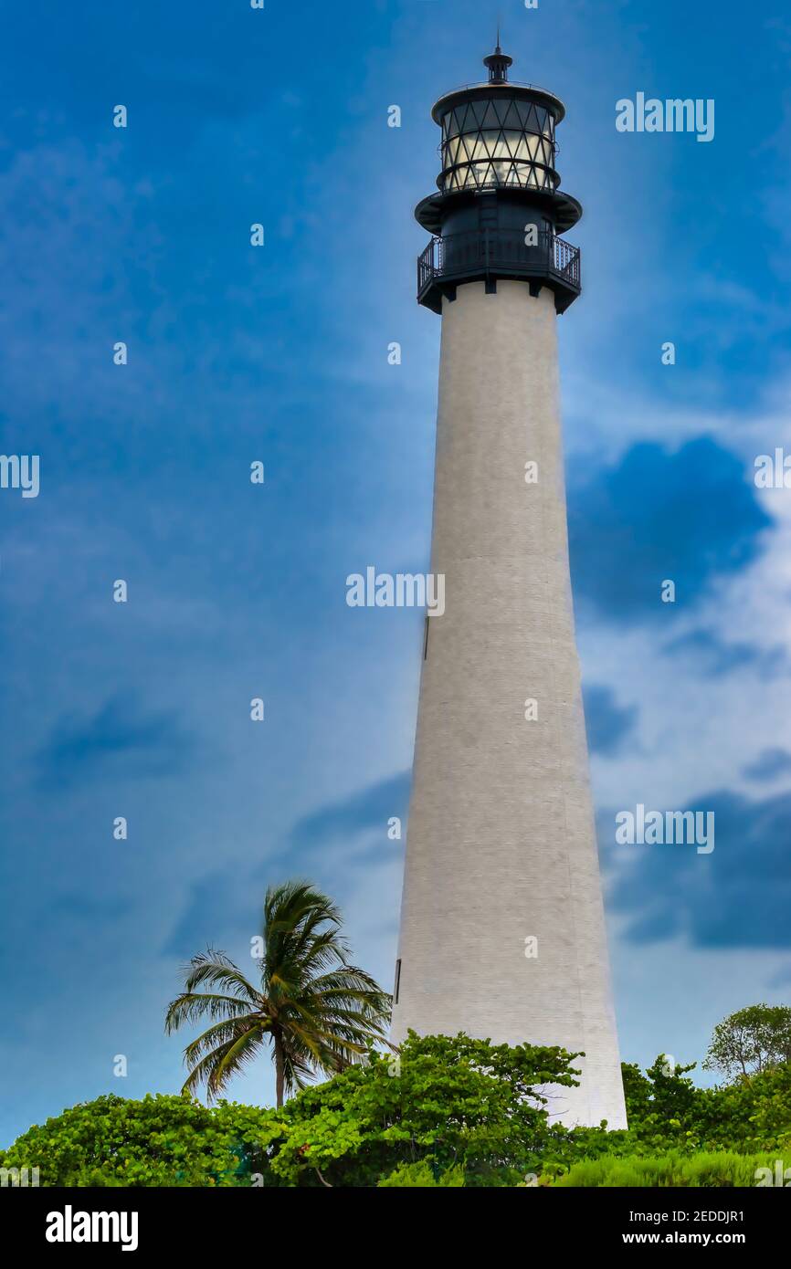 The 19th century Cape Florida Lighthouse on Key Biscayne near Miami ...