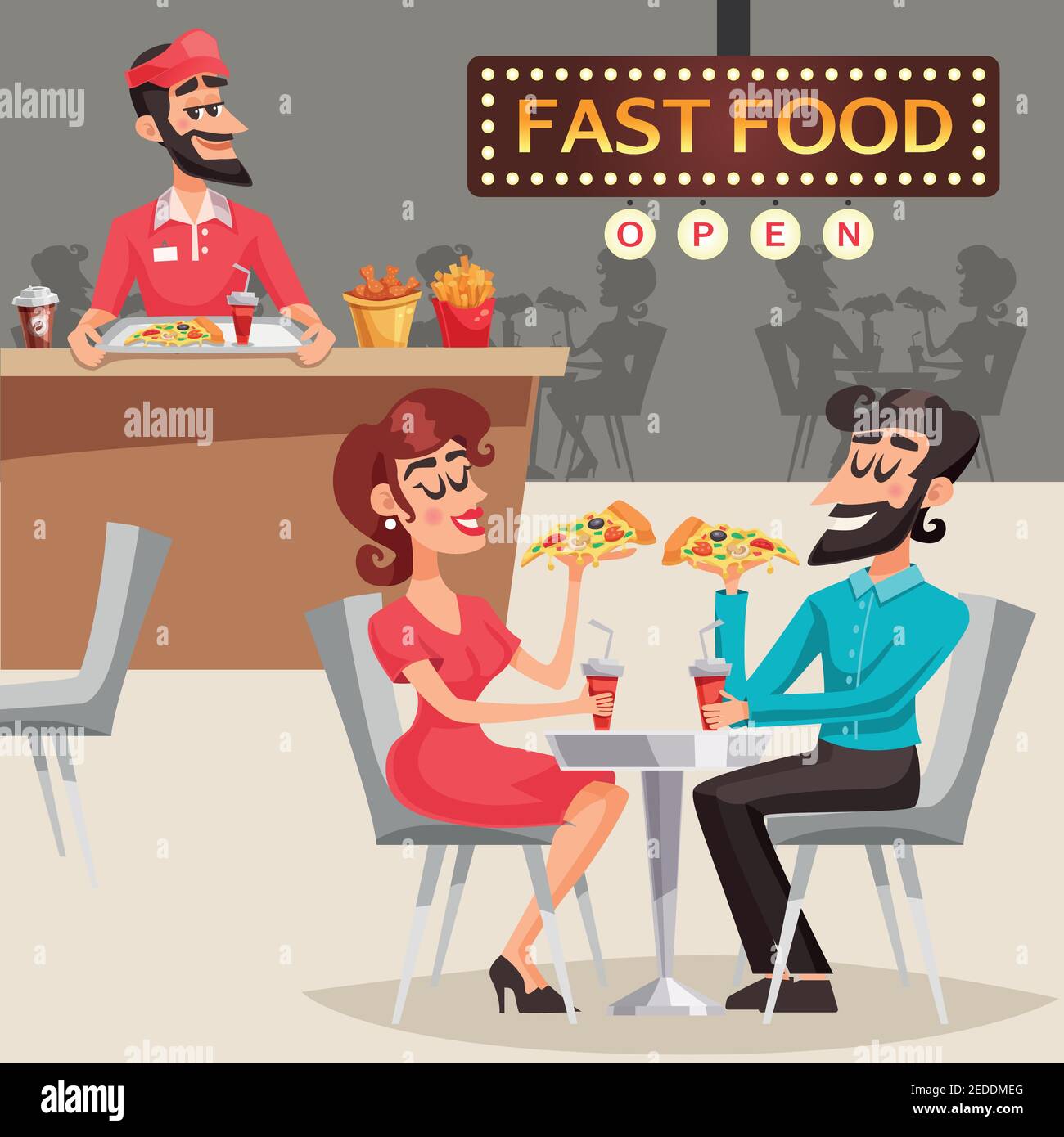 Potato fries and woman Stock Vector Images - Alamy