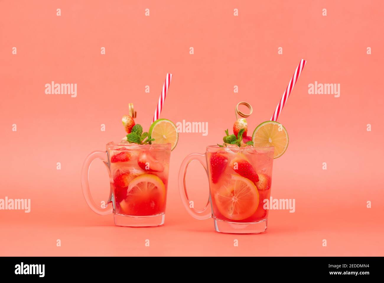 Colorful refreshing drinks for summer, cold sweet and sour strawberry ...