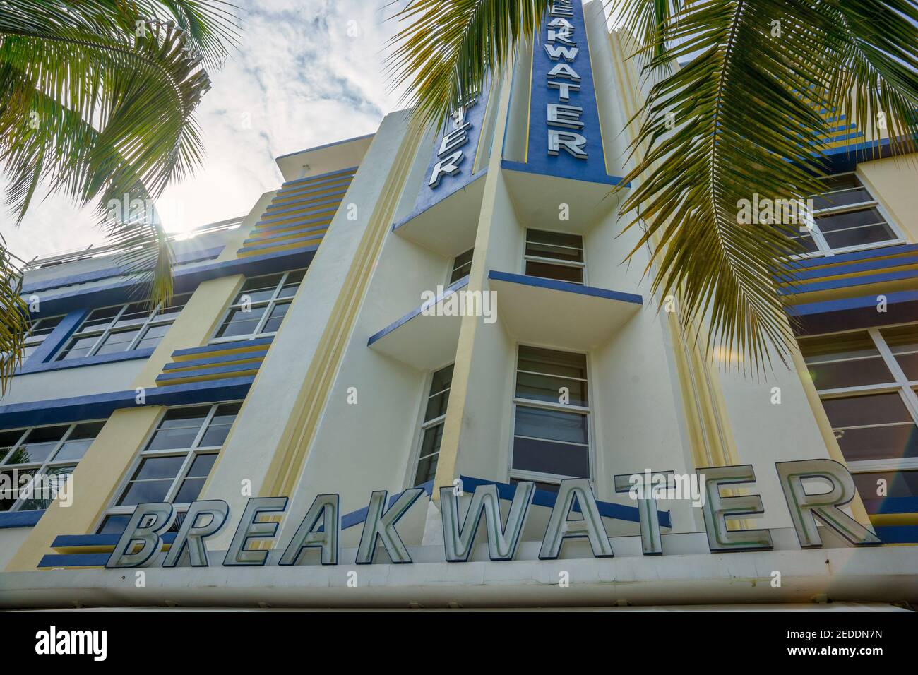 The Breakwater, an Art Deco hotel, on Ocean Drive along South Beach in ...