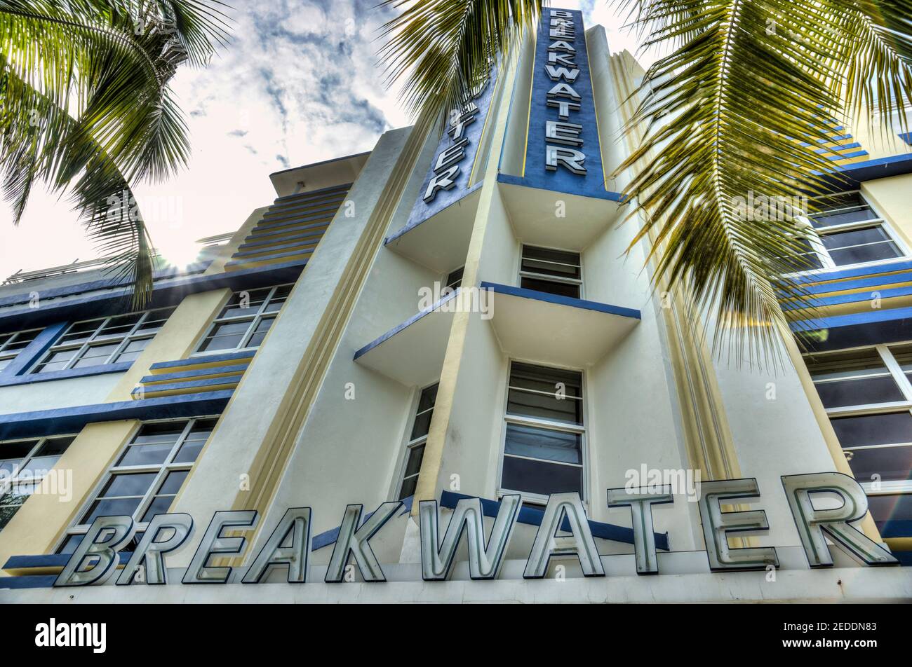 The Breakwater, an Art Deco hotel, on Ocean Drive along South Beach in ...