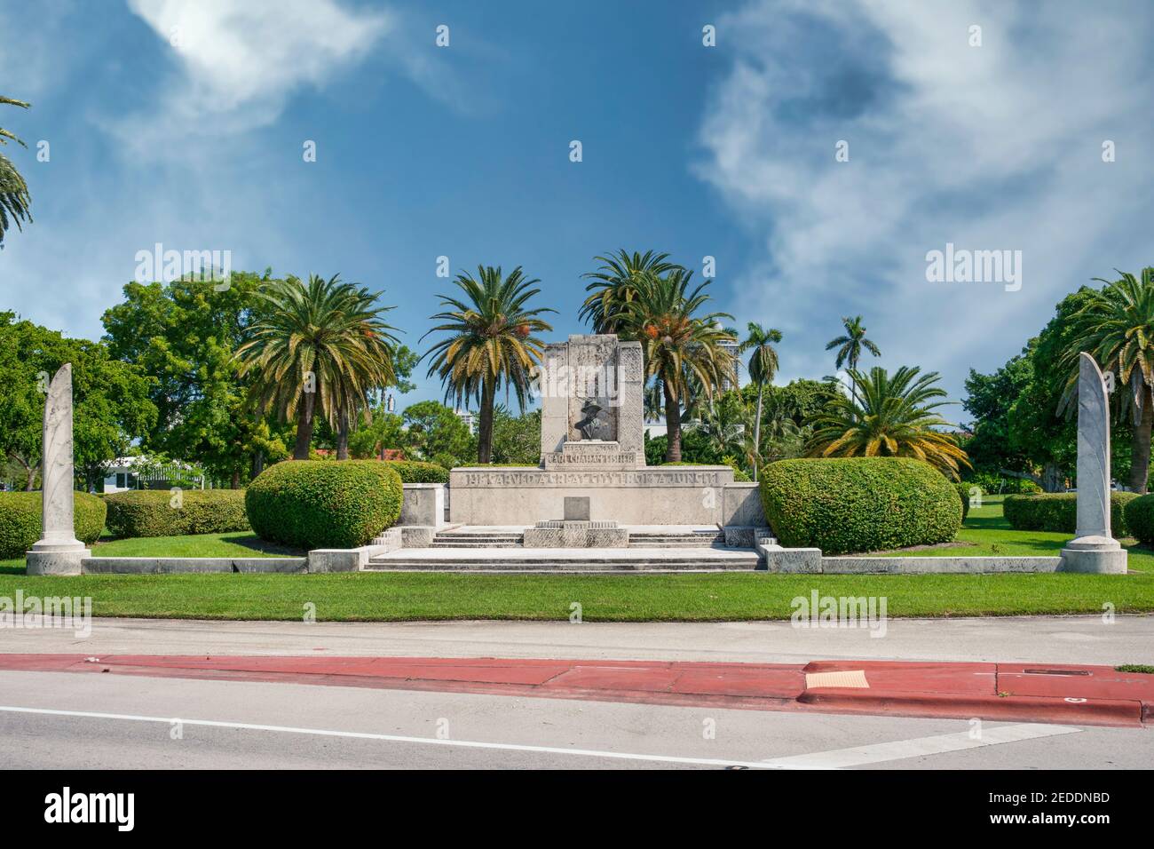 The Carl Graham Fisher Monument, founder of Miami Beach, in Fisher Park ...