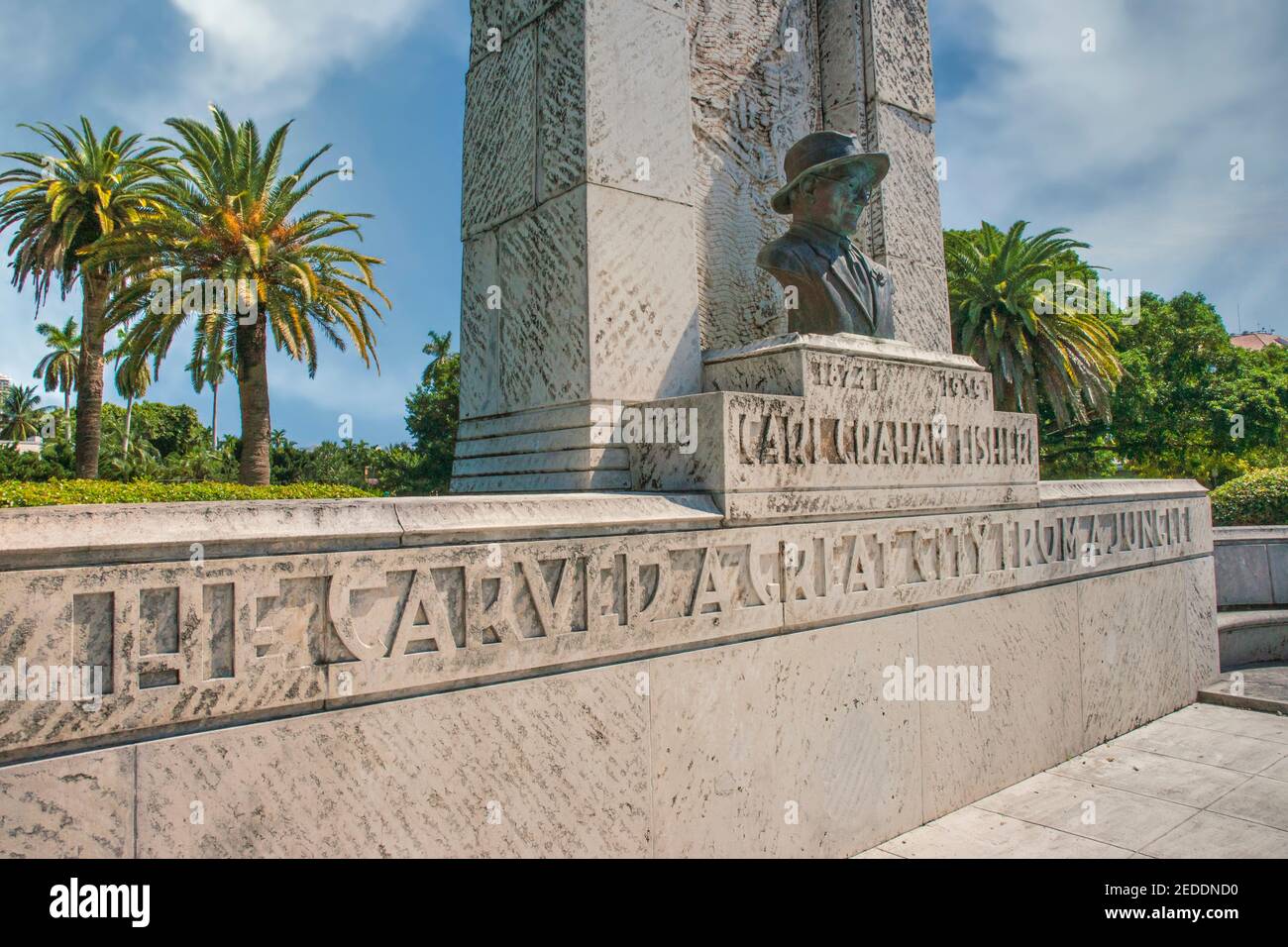 The Carl Graham Fisher Monument, founder of Miami Beach, in Fisher Park ...