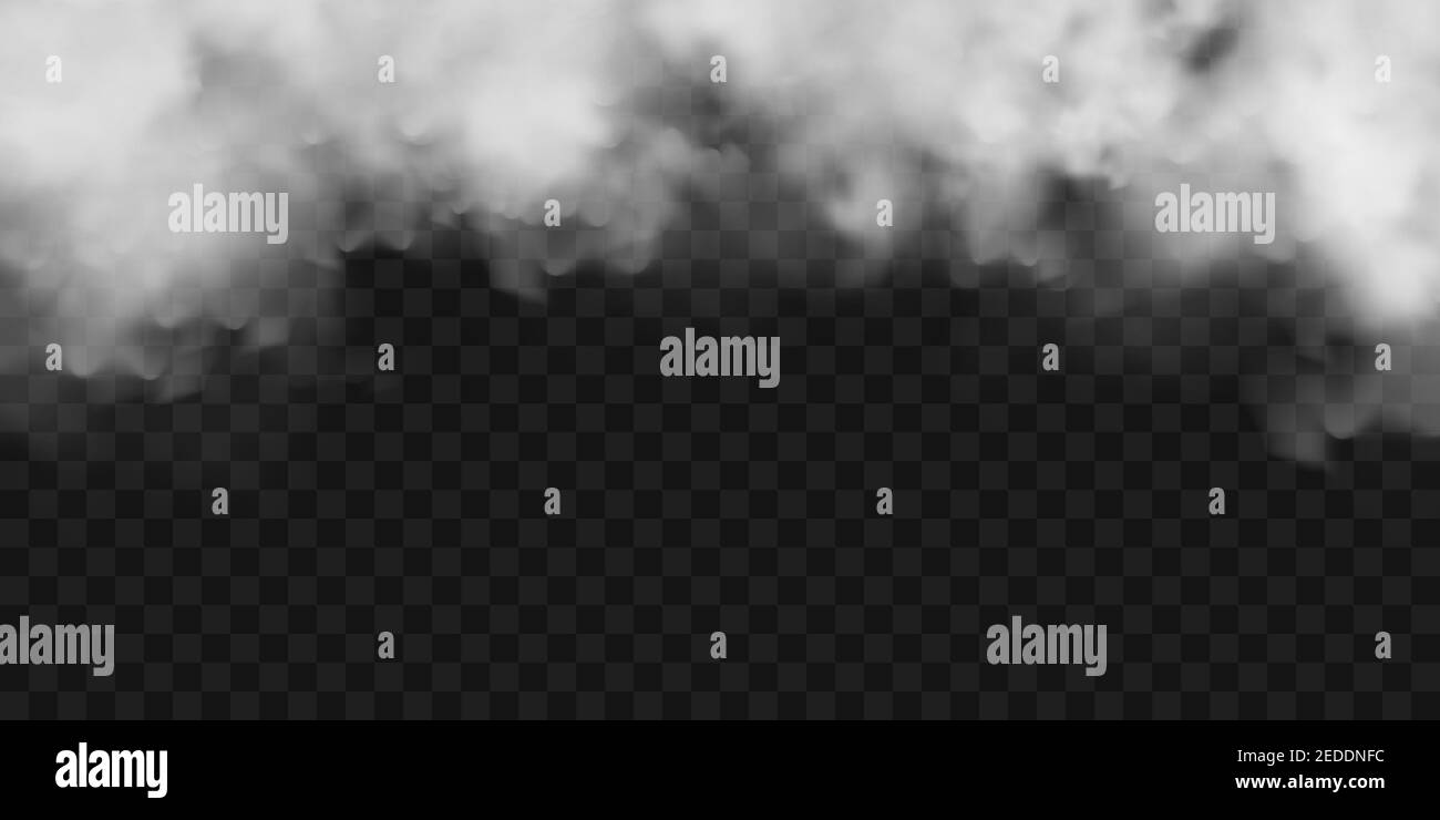 Realistic fog, mist effect. Smoke on dark background. Vector vapor in ...