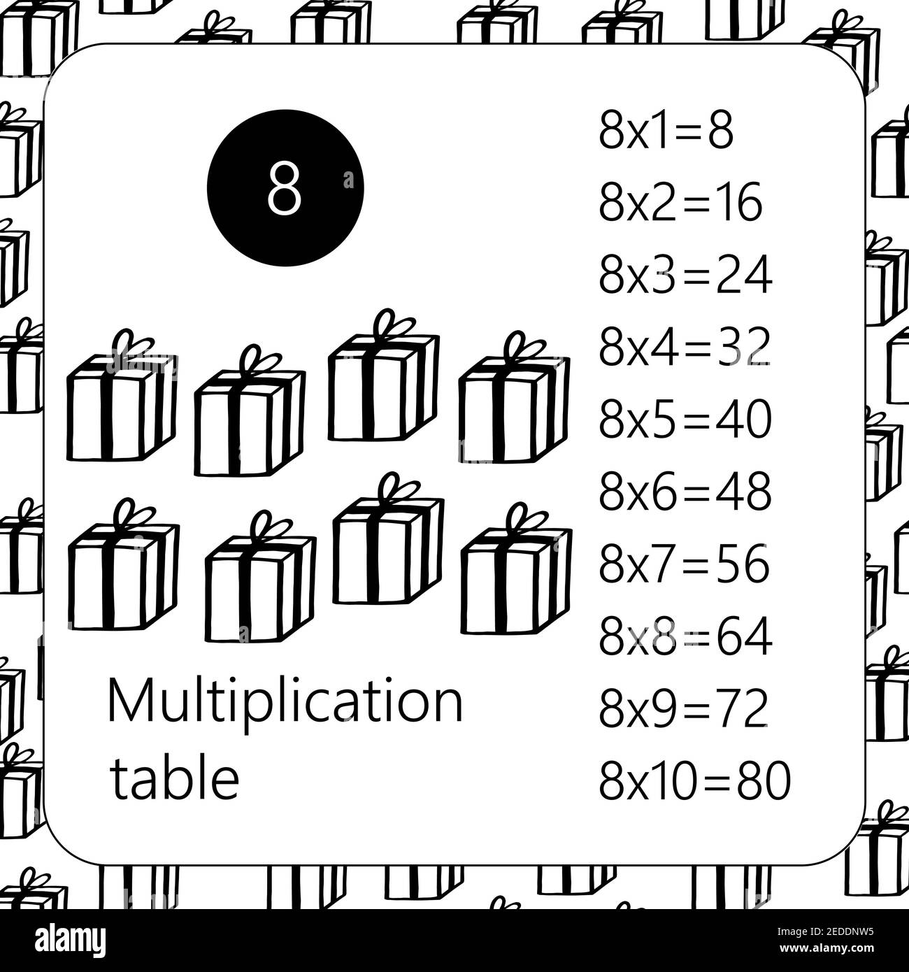 Multiplication Square. School vector illustration with present ...
