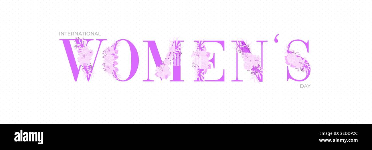 Purple Women Typographical Design Elements. International women's day ...