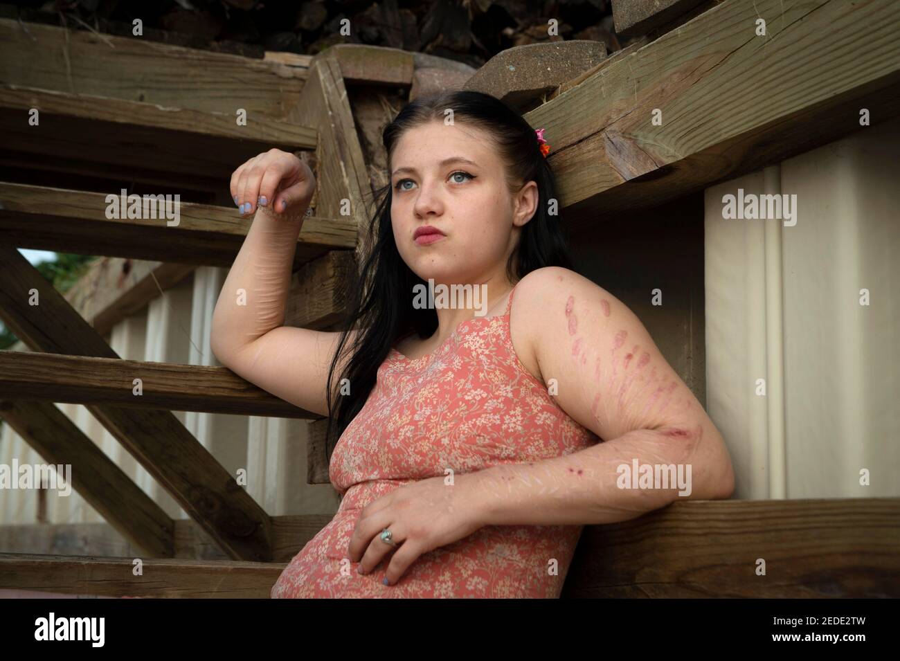 Portage, IN, USA. 14th Feb, 2021. E.B., 22, sits on a Lake Michigan ...
