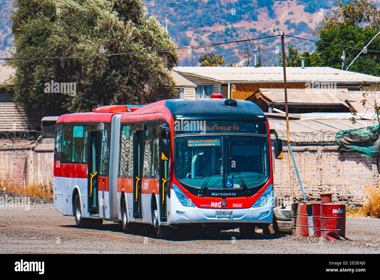 Santiago, Chile - January 2021: A Transantiago bus in Puente Alto Stock ...