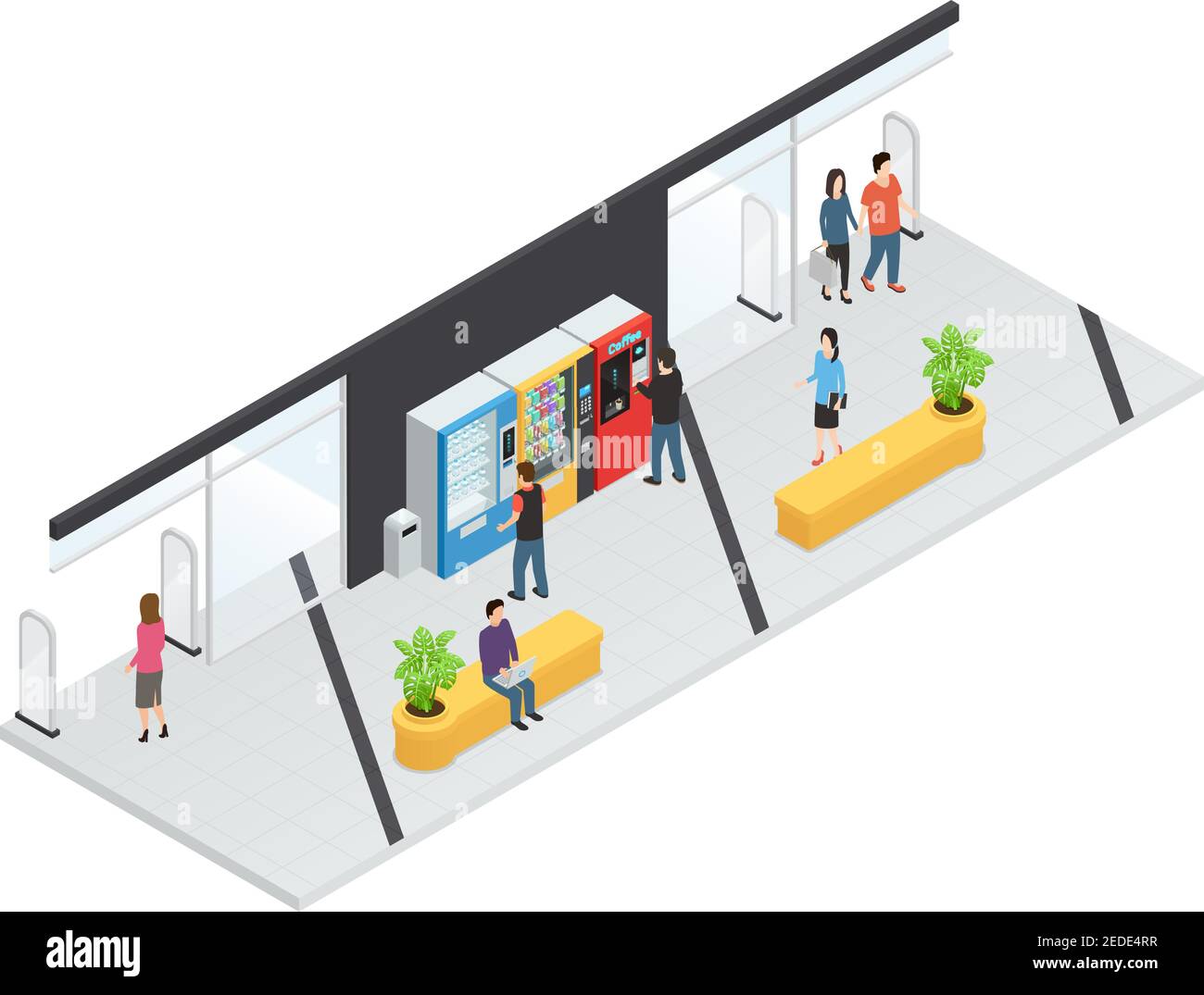 Vending machines isometric concept with food and drink machines vector illustration Stock Vector ...