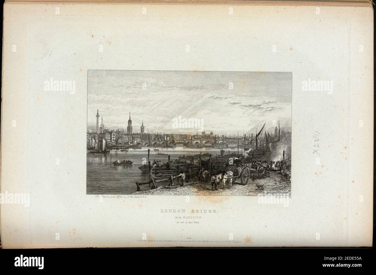 London Bridge, from Bankside, as seen in Sept.r 1826 Stock Photo - Alamy