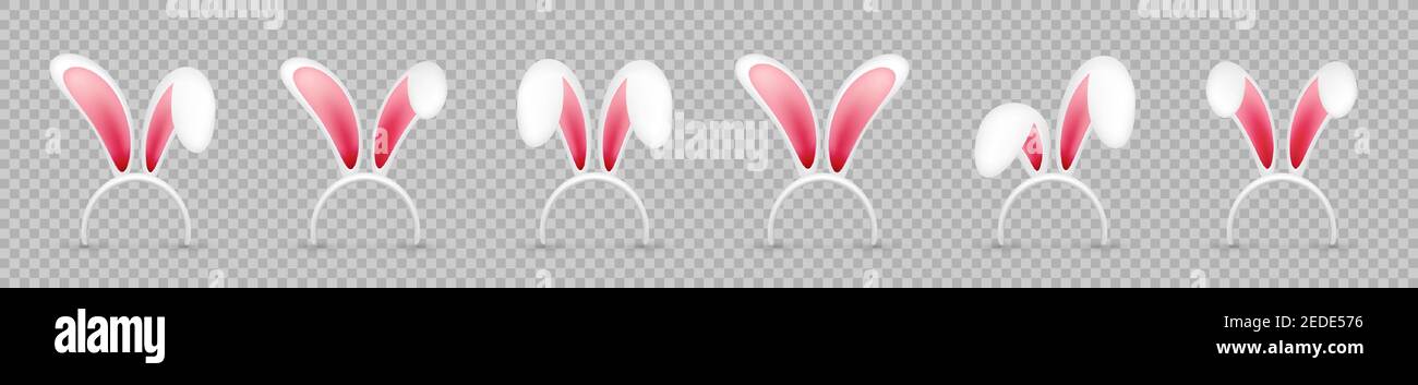 Easter bunny ears collection on transparent background. Pink and white ...