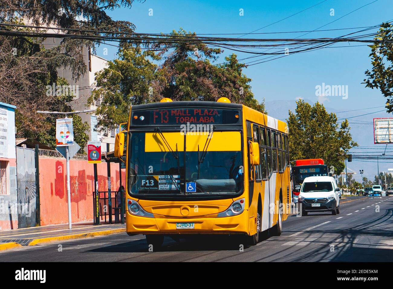 Santiago, Chile - January 2021: A Transantiago bus in Puente Alto Stock ...
