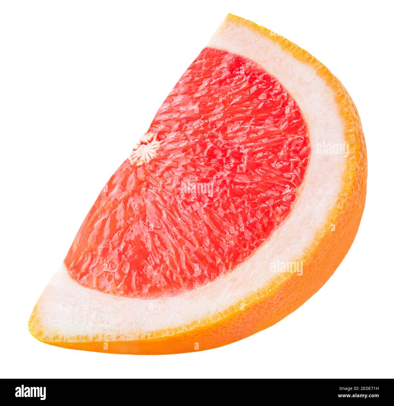 Grapefruit piece isolated on a white background. Ripe slice of pink ...