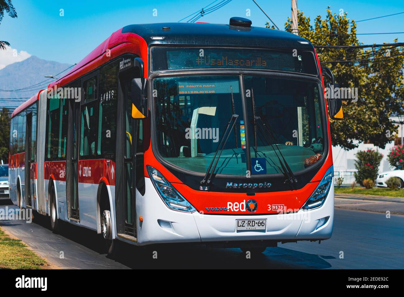 Santiago, Chile - January 2021: A Transantiago bus in Puente Alto Stock ...