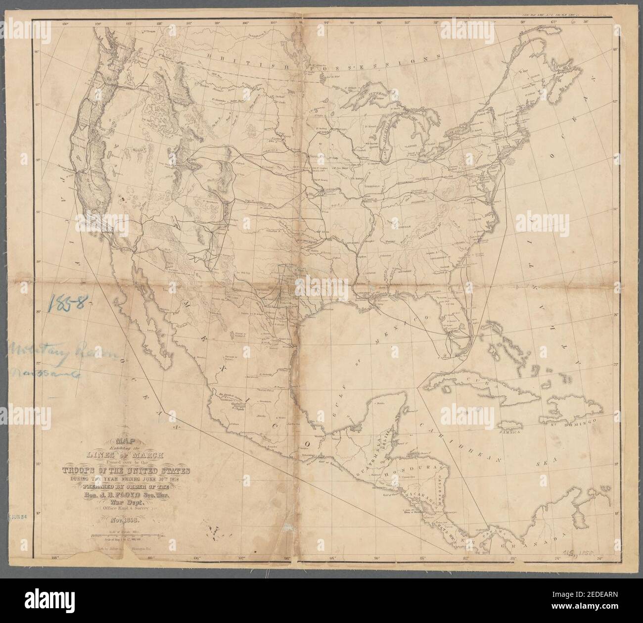Map exhibiting the lines of march passed over by the troops of the ...