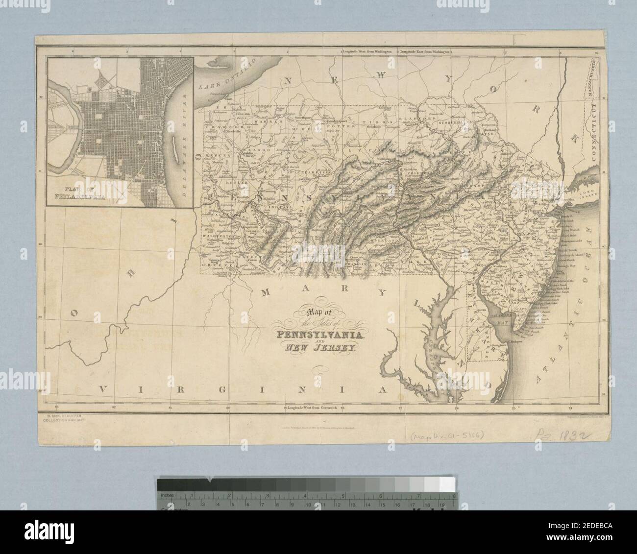 Map of the states of Pennsylvania and New Jersey Stock Photo - Alamy