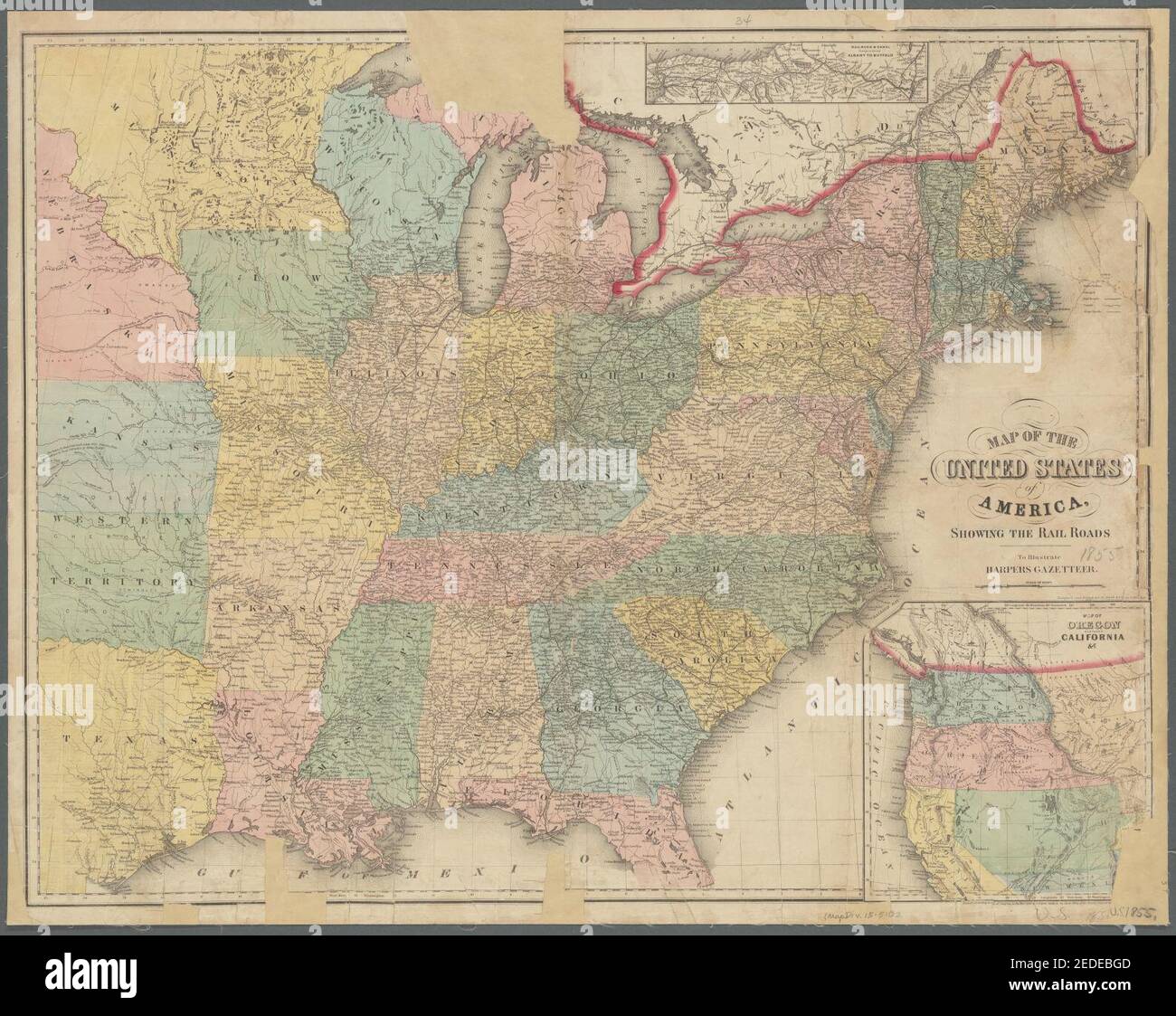 Map of the United States of America showing the rail roads Stock Photo ...