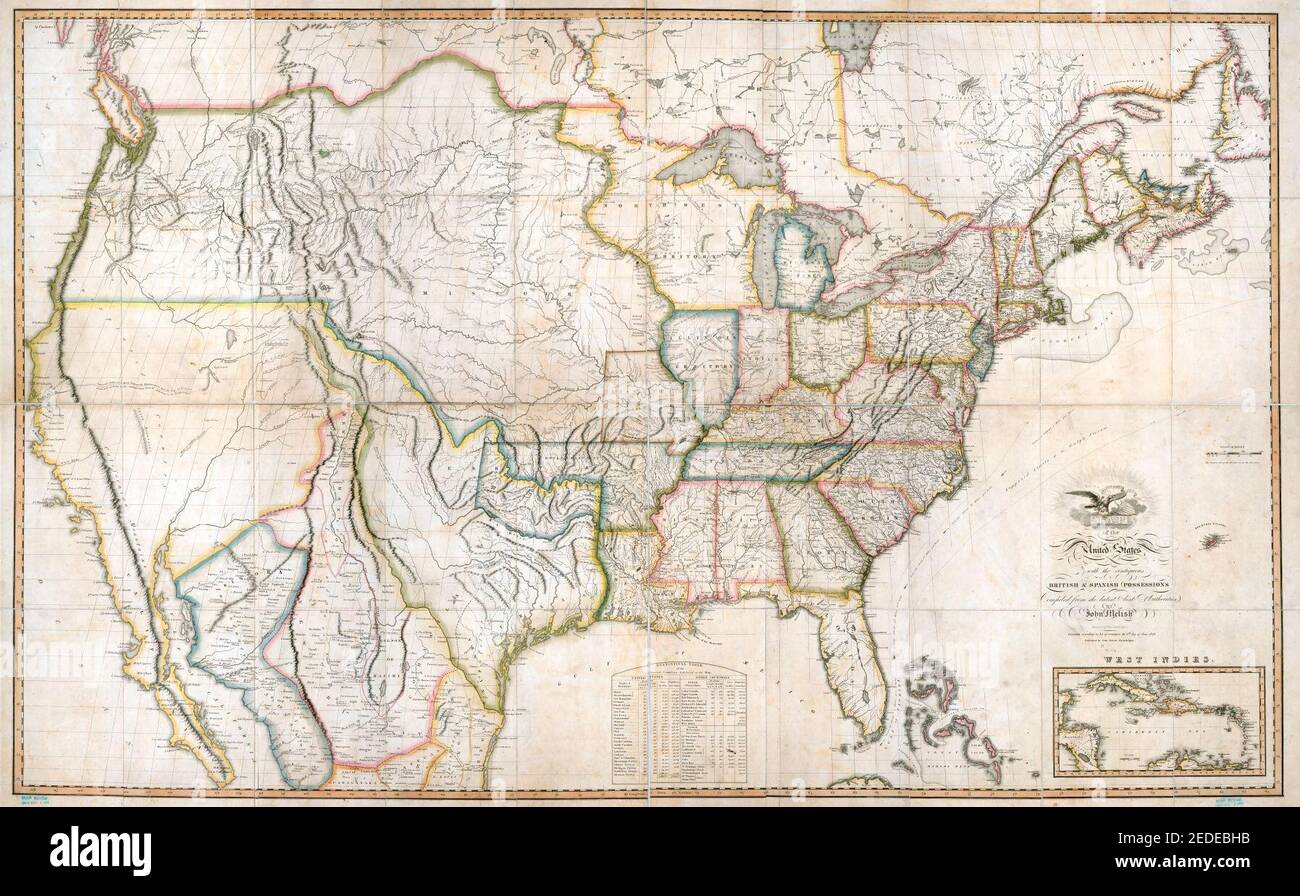 Map of the United States with the contiguous British & Spanish ...