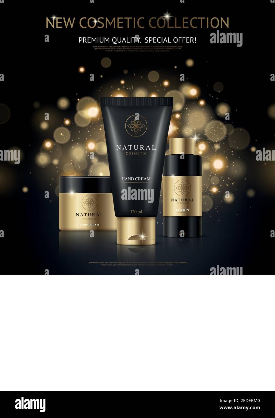 Cosmetic brand design advertising poster with collection of beauty ...