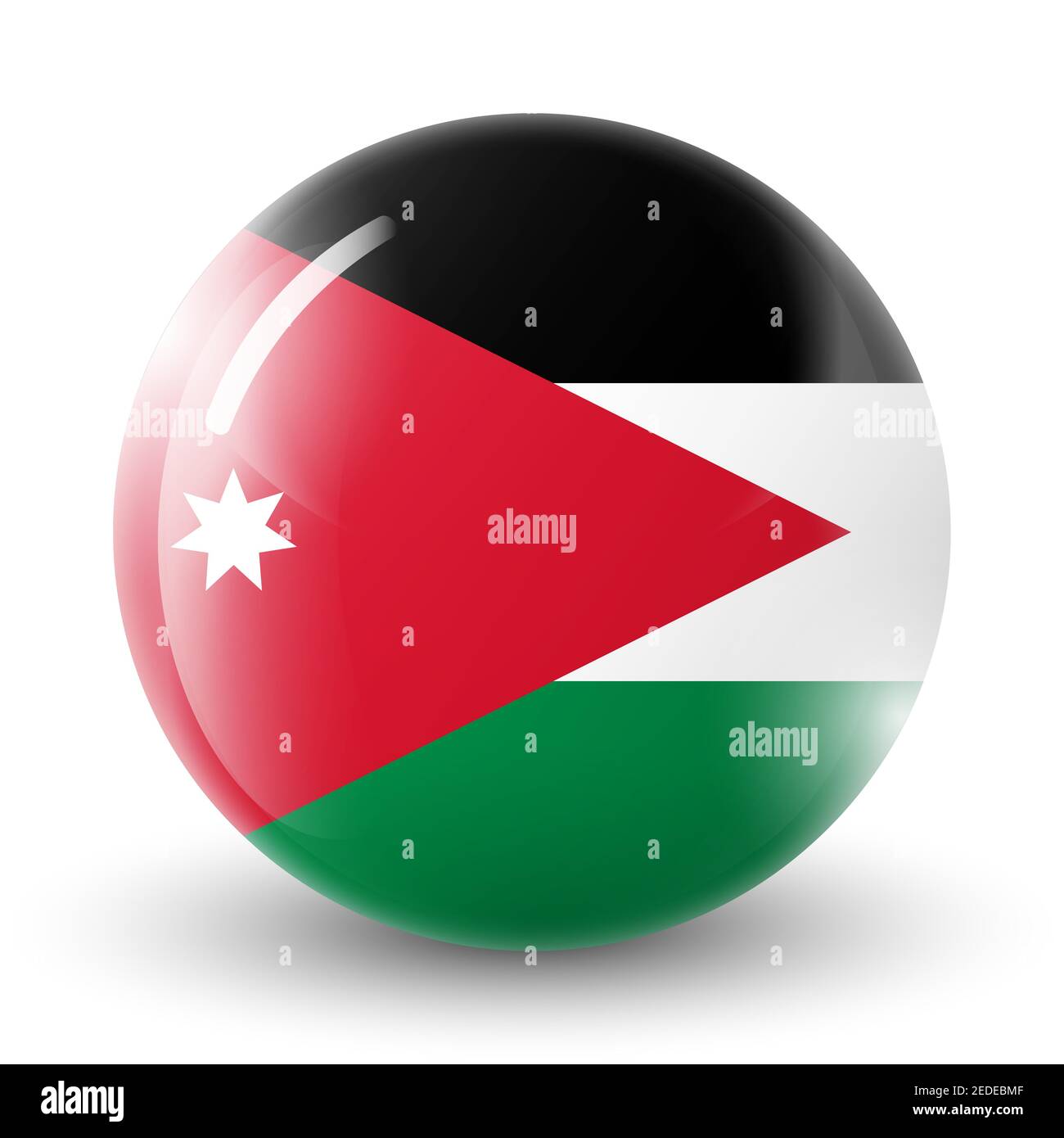 Glass light ball with flag of Jordan. Round sphere, template icon ...