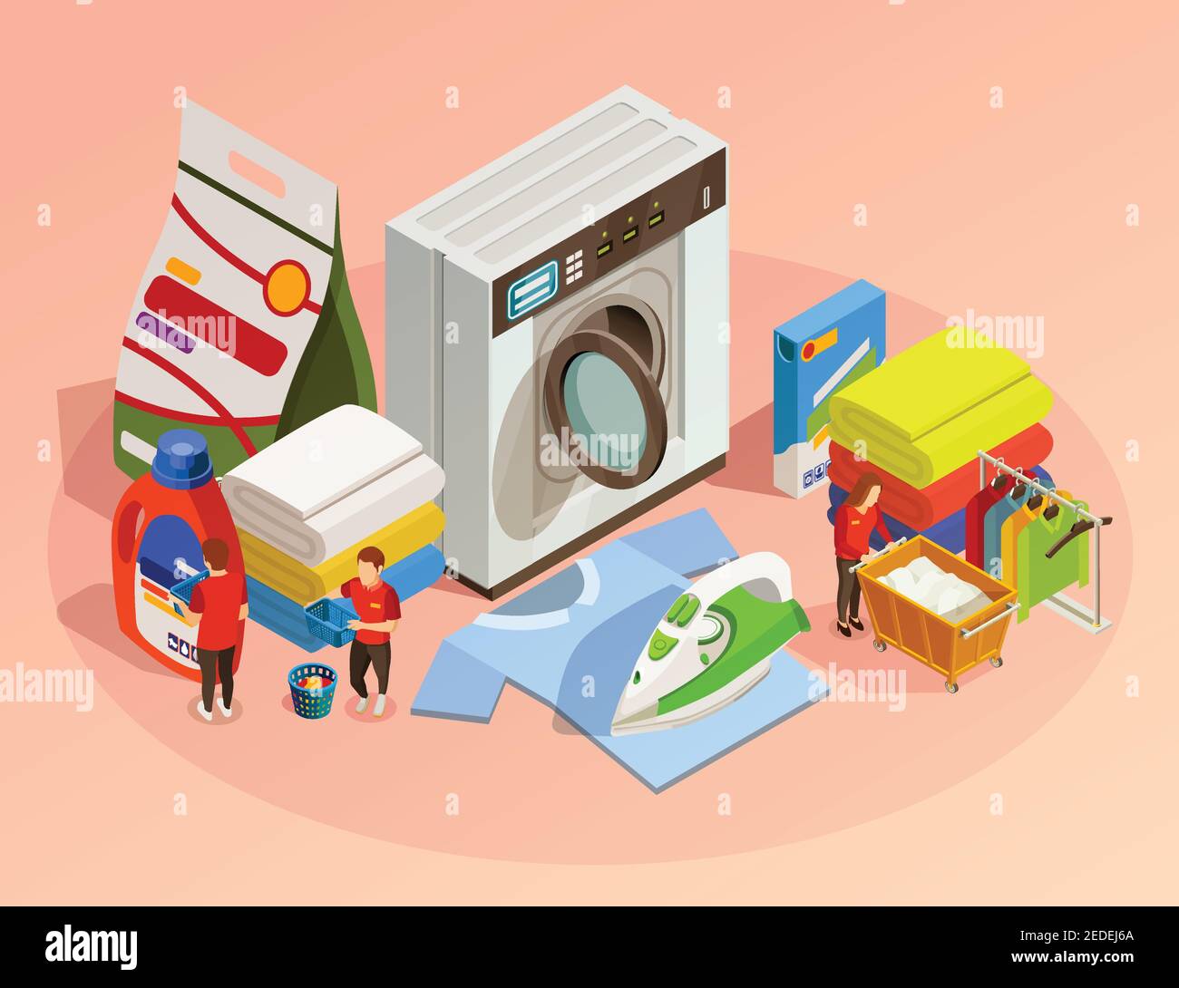 Laundry isometric composition with washing machine iron detergent and ...