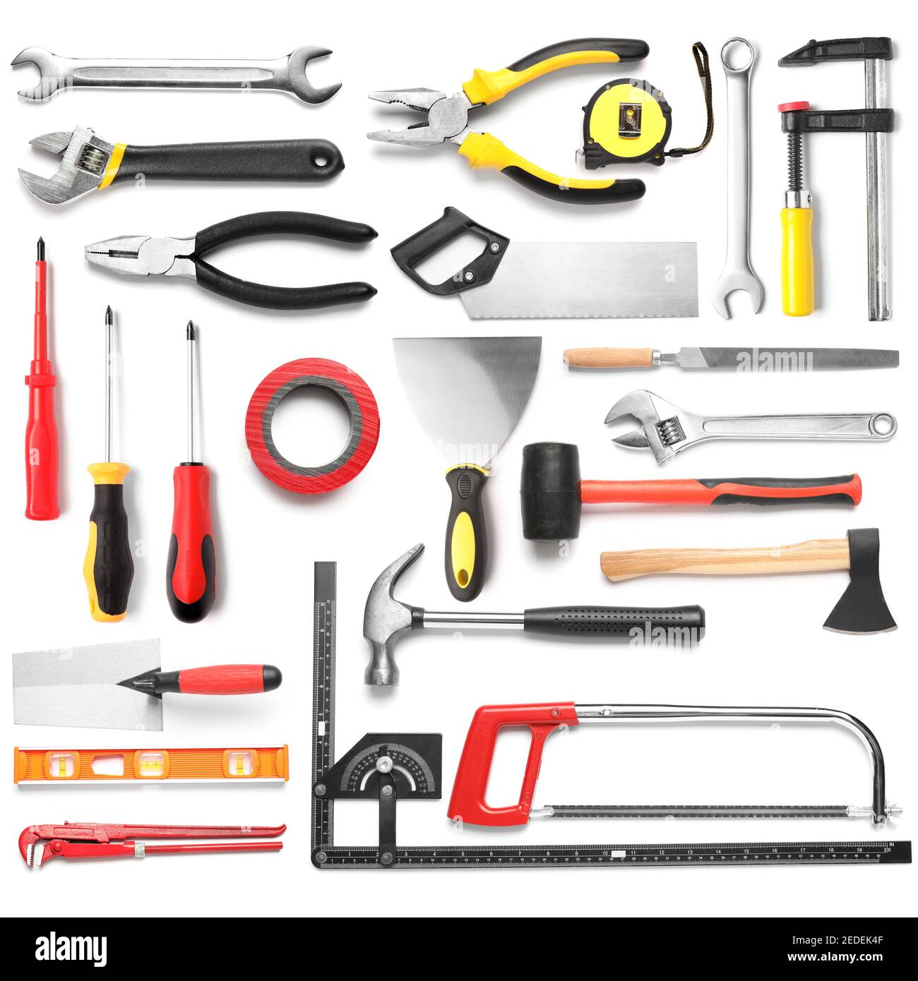 Set of different construction tools on white background Stock Photo - Alamy