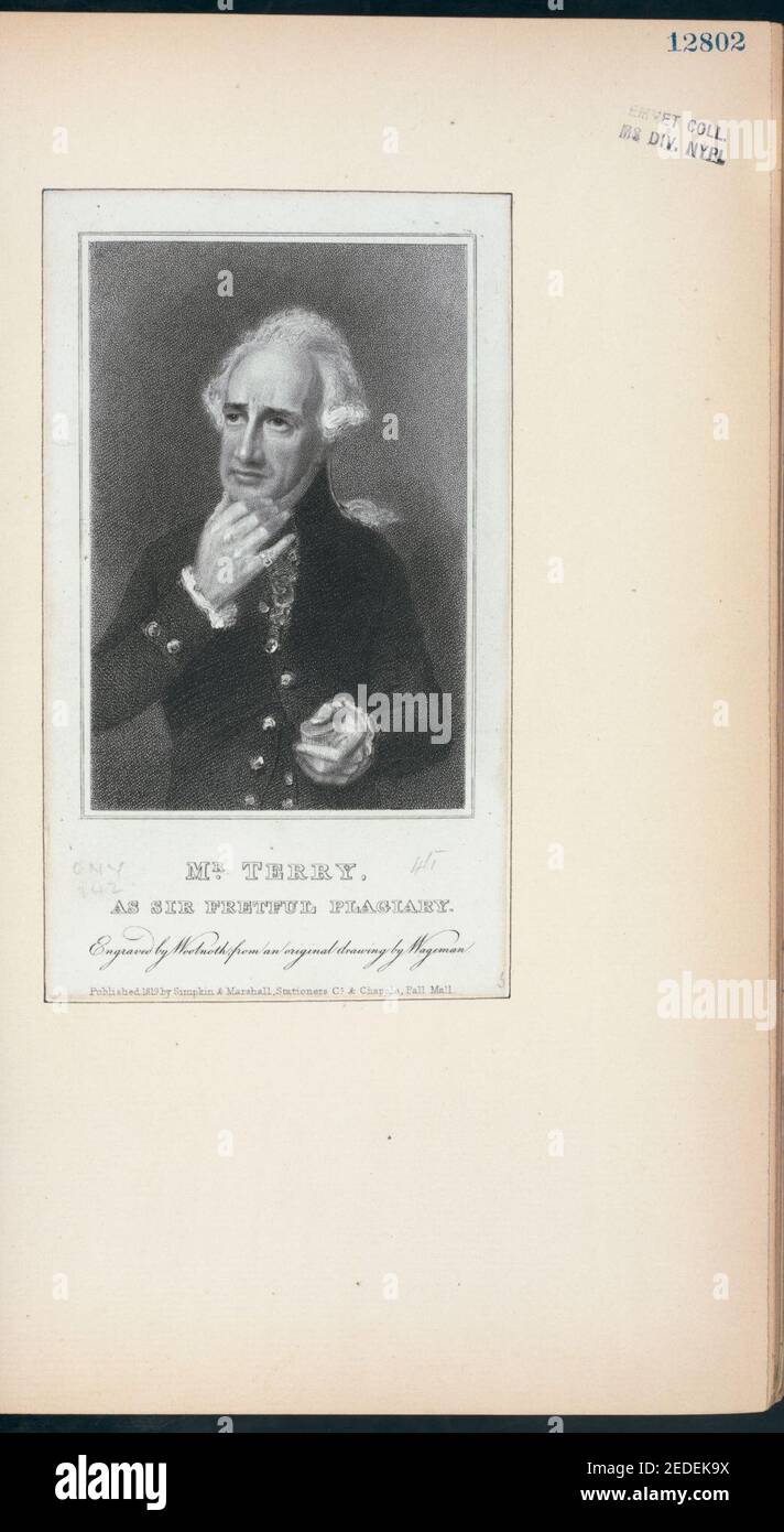 Mr. Terry as Sir Fretful Plagiary Stock Photo - Alamy