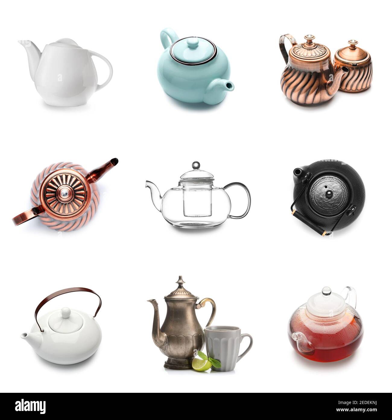 Set of different teapots on white background Stock Photo - Alamy