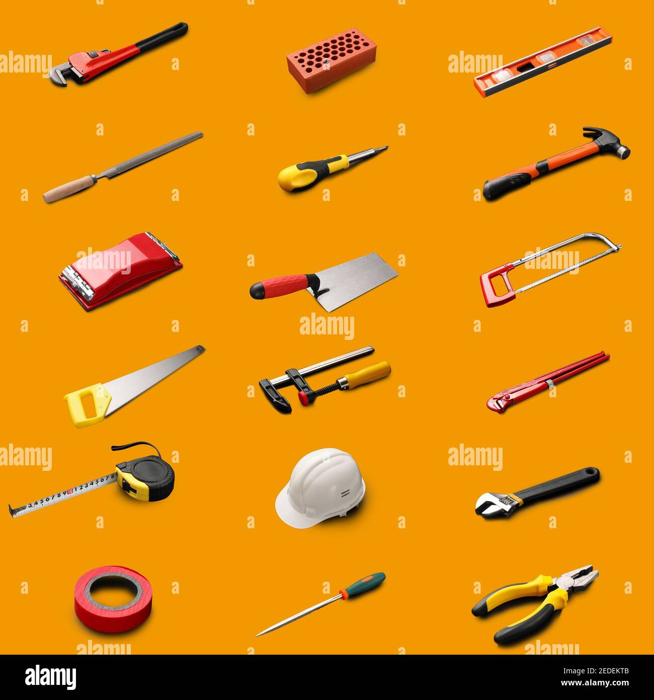 Set of construction tools on color background Stock Photo - Alamy