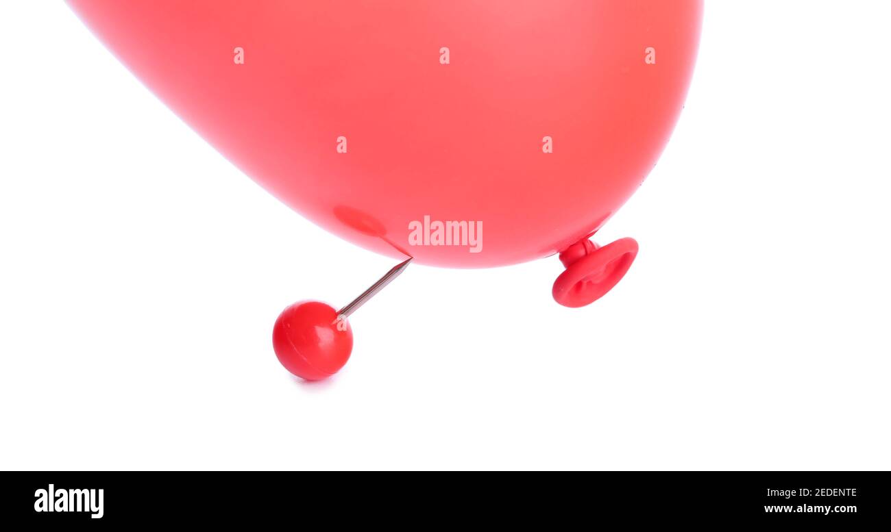 Office pin and air balloon on white background Stock Photo - Alamy