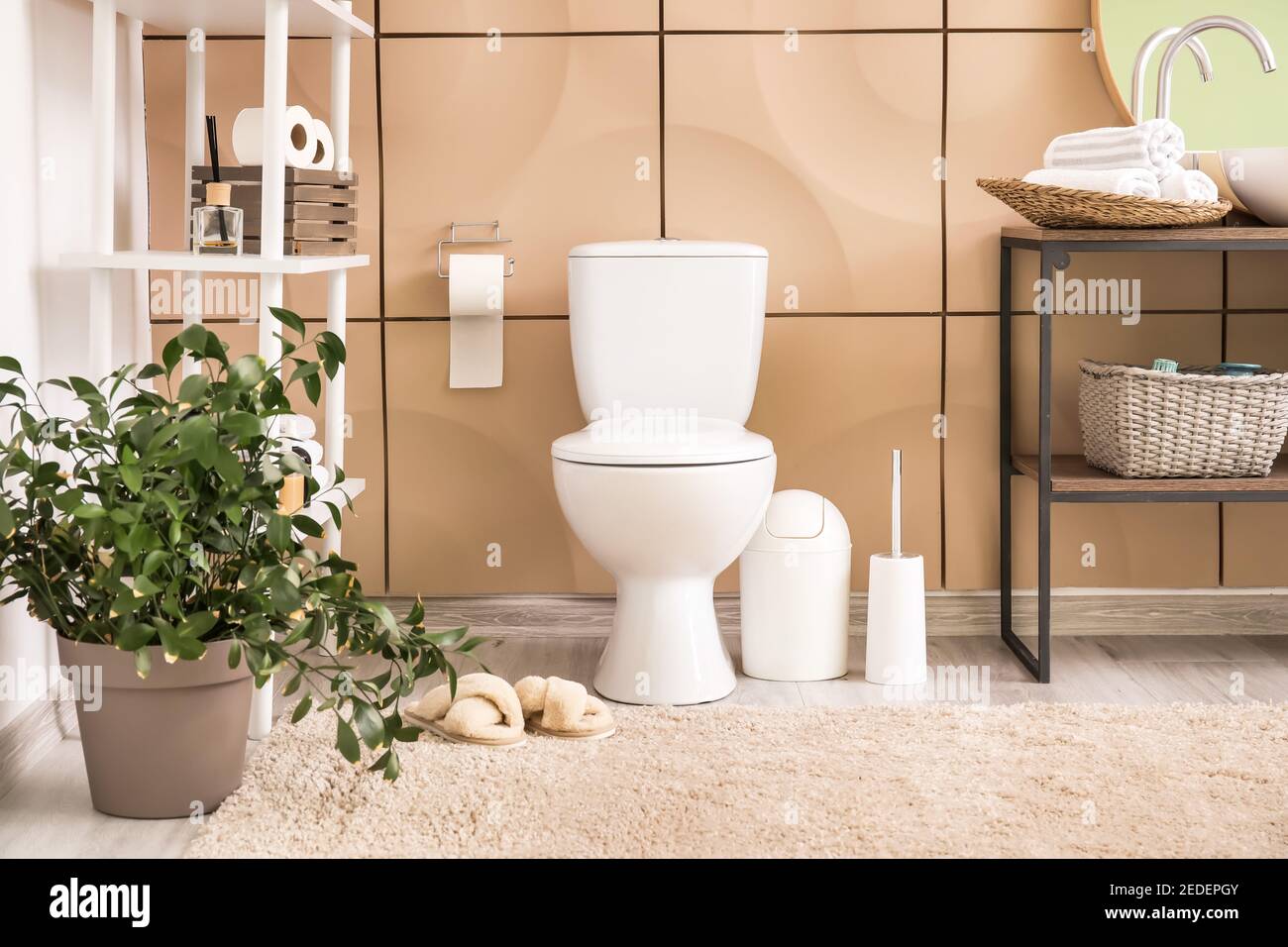 Stylish interior of modern restroom Stock Photo - Alamy