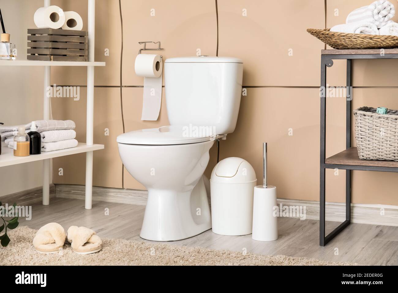 Stylish interior of modern restroom Stock Photo - Alamy