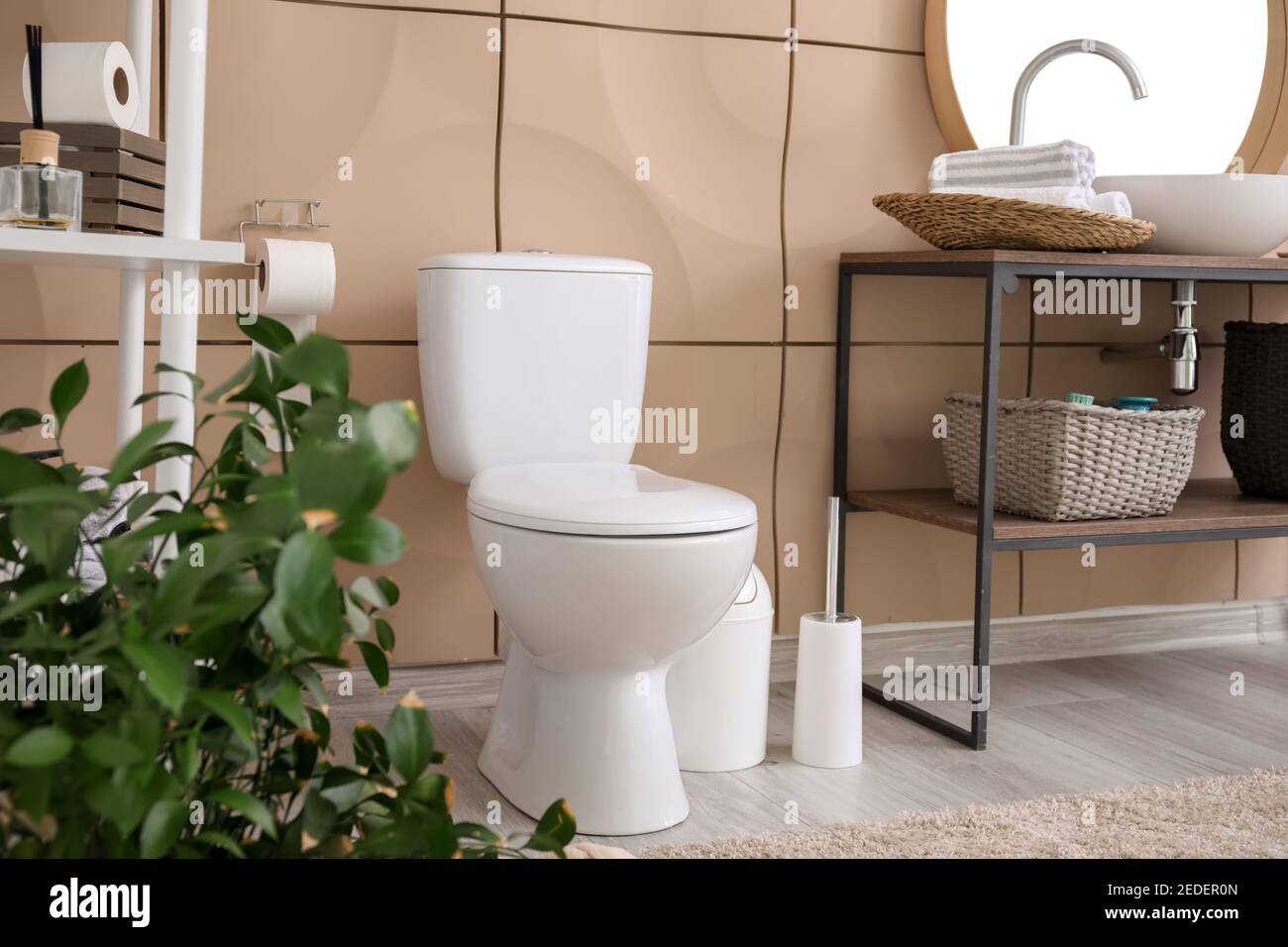Stylish interior of modern restroom Stock Photo - Alamy