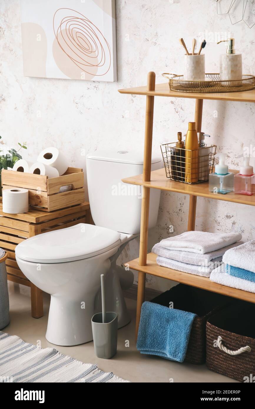Stylish interior of modern restroom Stock Photo - Alamy
