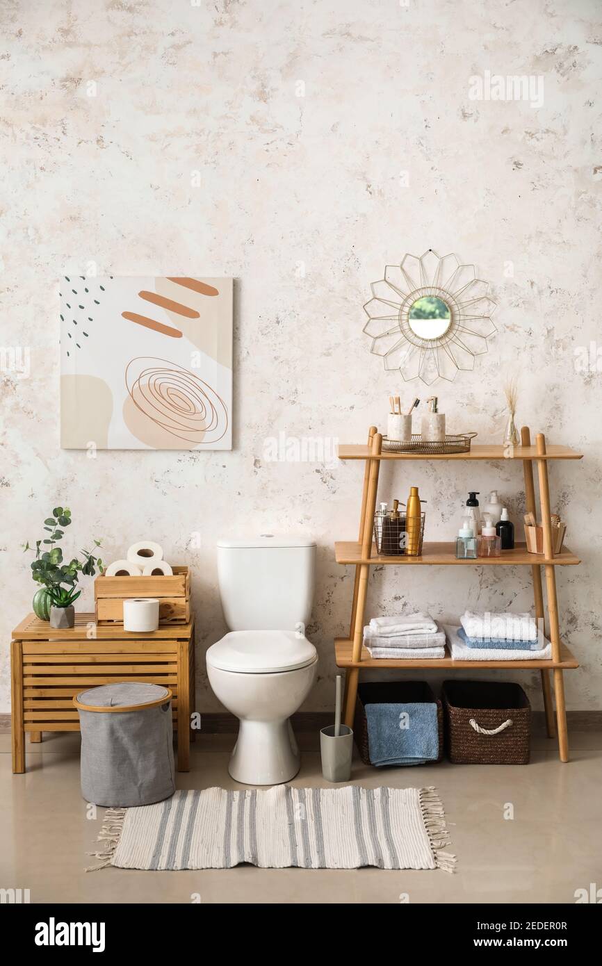 Stylish interior of modern restroom Stock Photo - Alamy