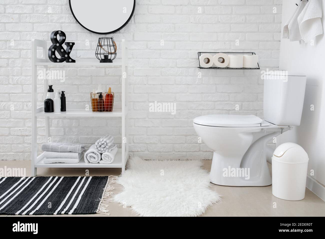 Stylish interior of modern restroom Stock Photo - Alamy