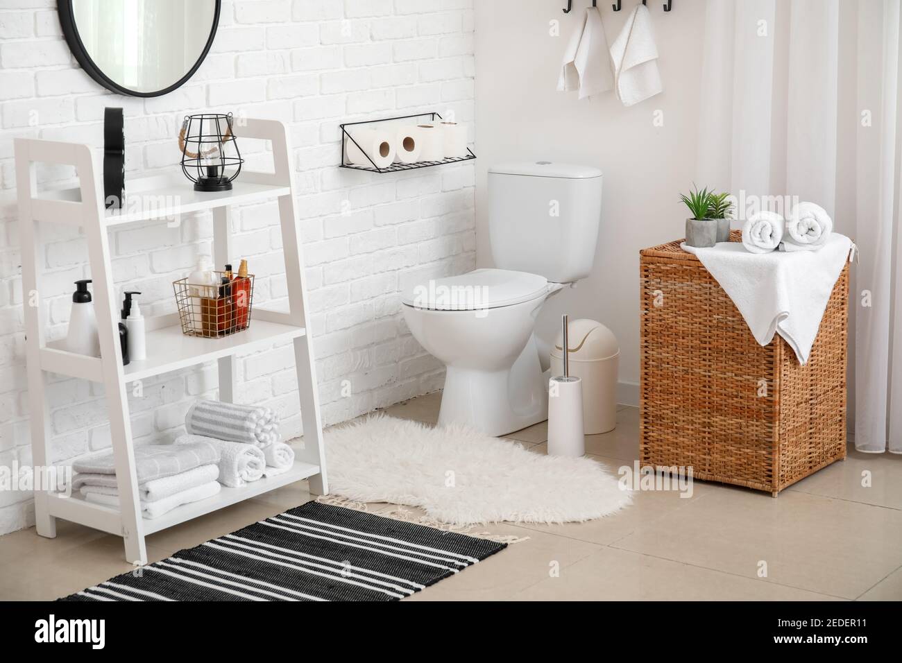 Stylish interior of modern restroom Stock Photo - Alamy
