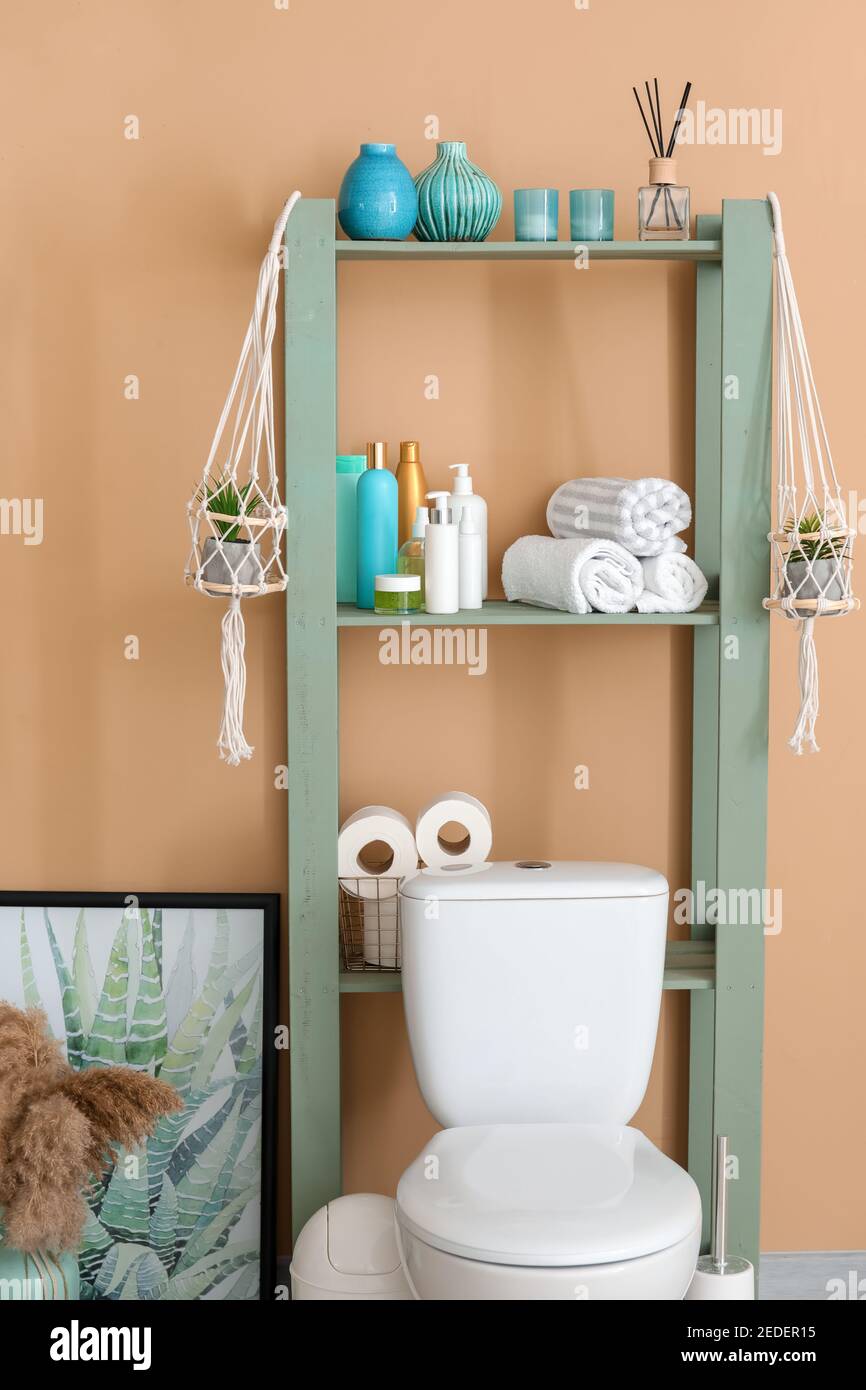 Stylish interior of modern restroom Stock Photo - Alamy