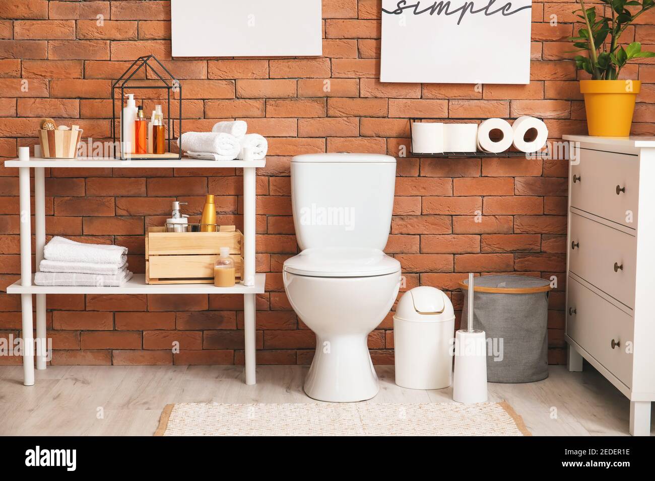 Stylish interior of modern restroom Stock Photo - Alamy