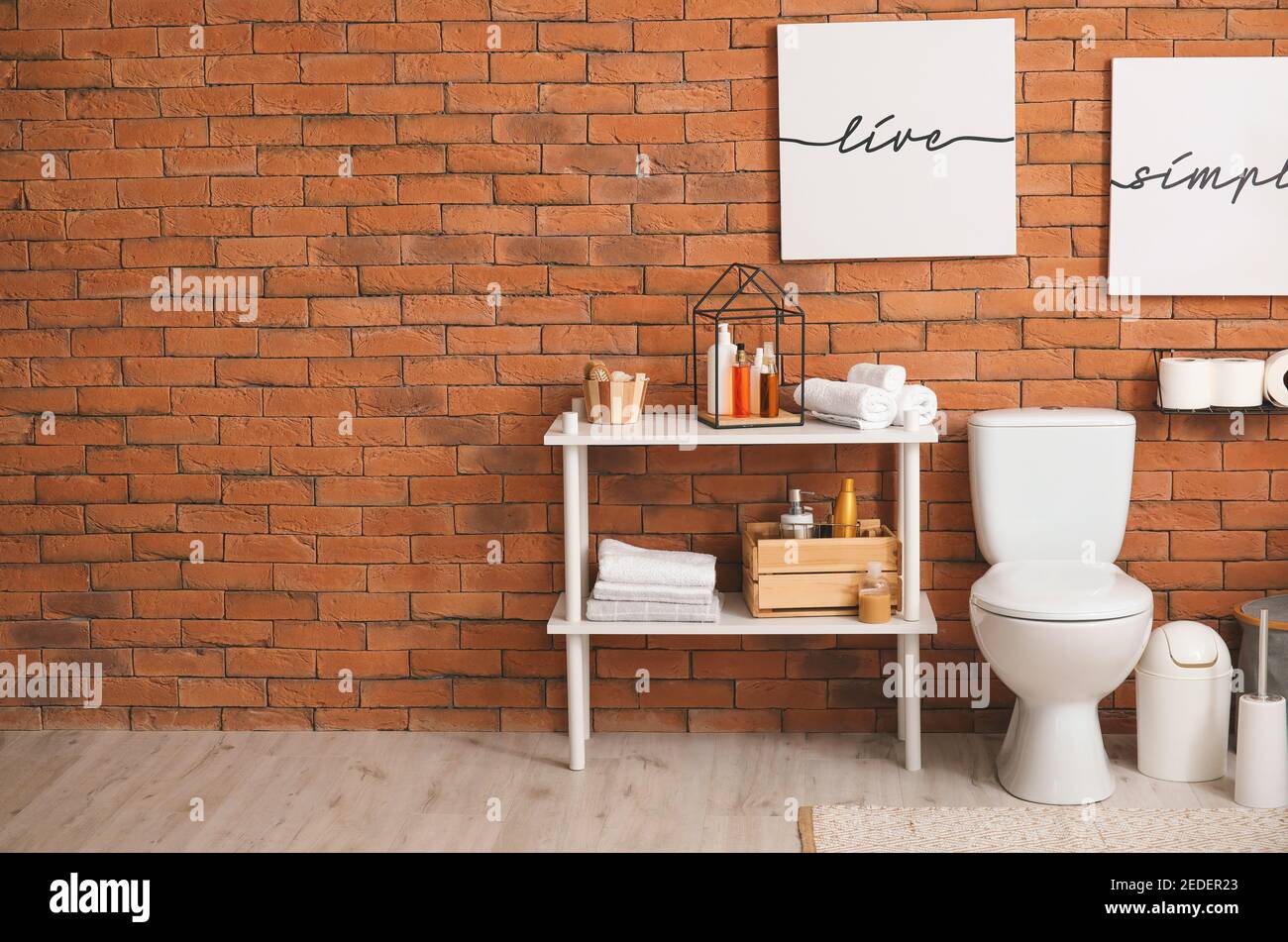 Stylish interior of modern restroom Stock Photo - Alamy