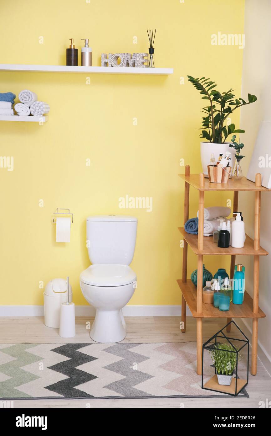 Stylish interior of modern restroom Stock Photo - Alamy