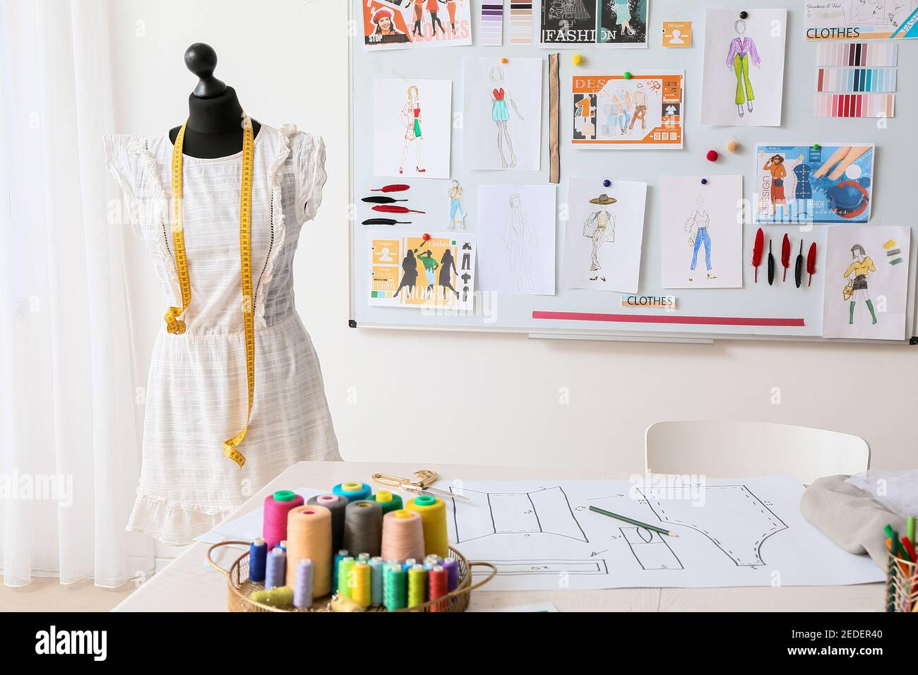 Interior of modern fashion designer workplace Stock Photo - Alamy