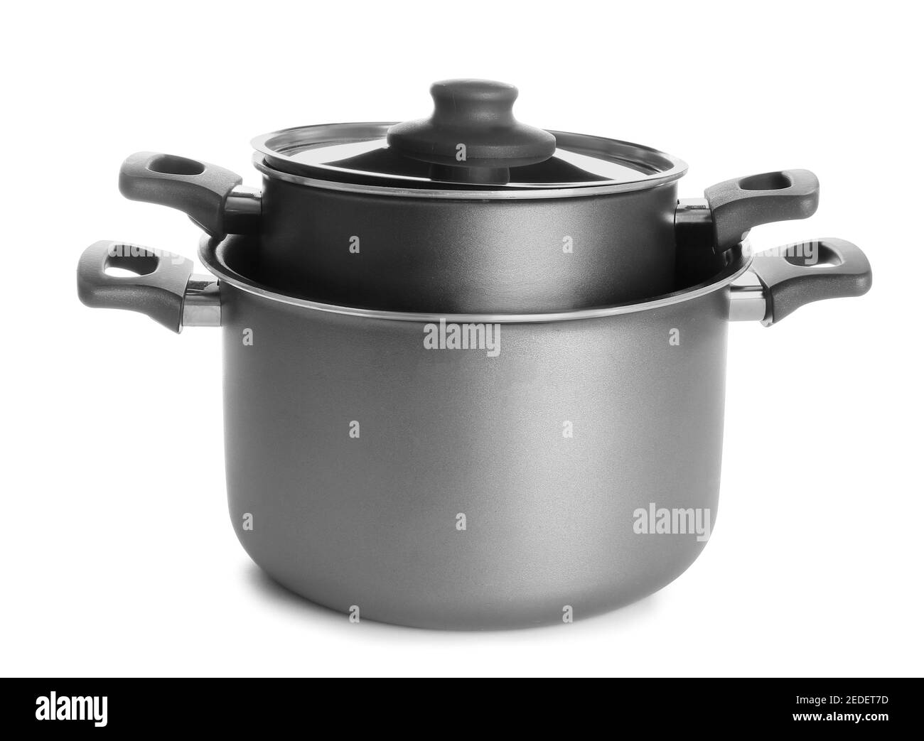 Cooking pots on white background Stock Photo - Alamy