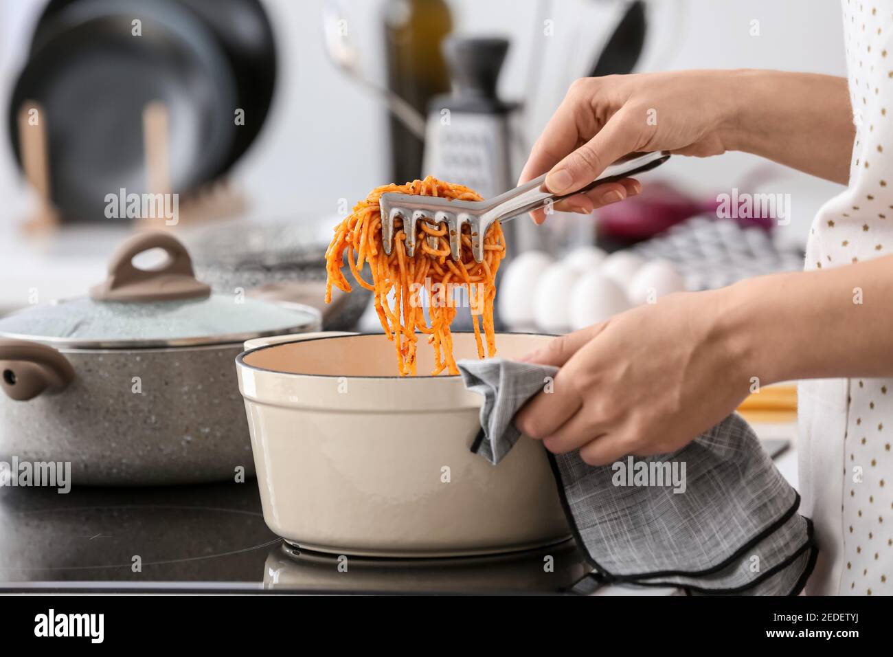 Cooking tasty pasta in hi-res stock photography and images - Alamy