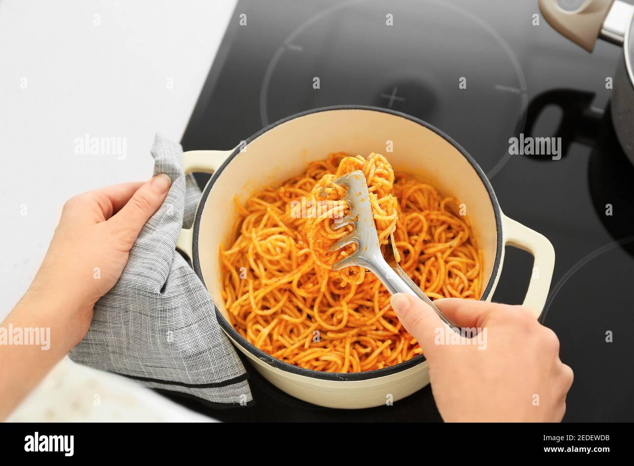 Cooking tasty pasta in hi-res stock photography and images - Alamy
